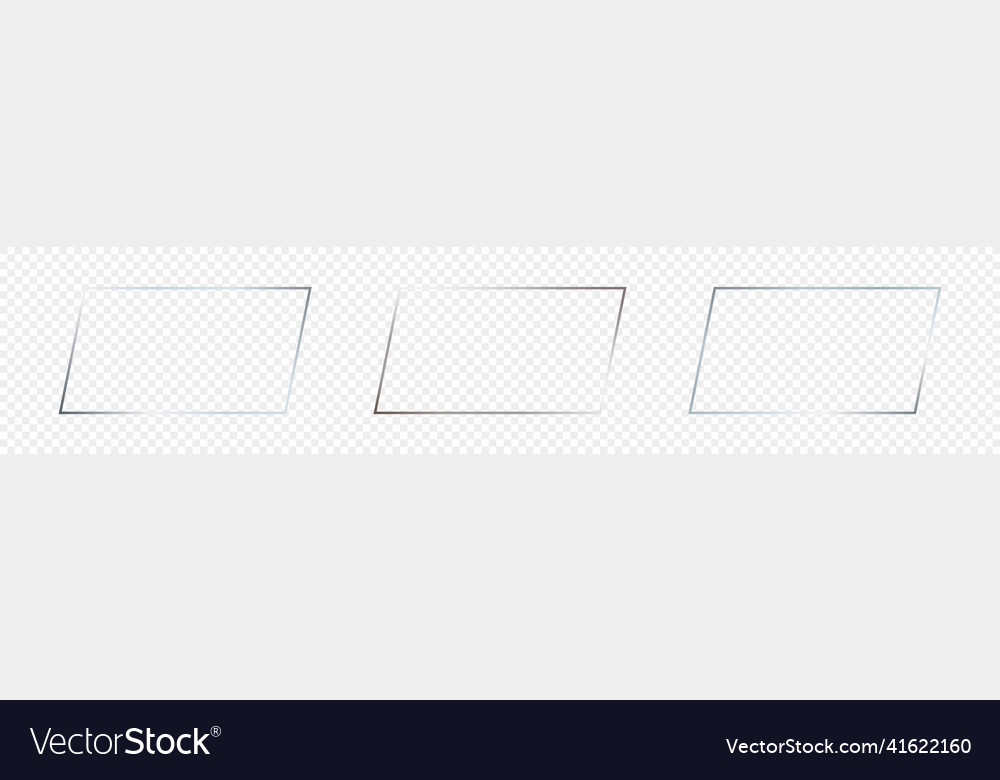 Silver glowing rectangular shape frame Royalty Free Vector
