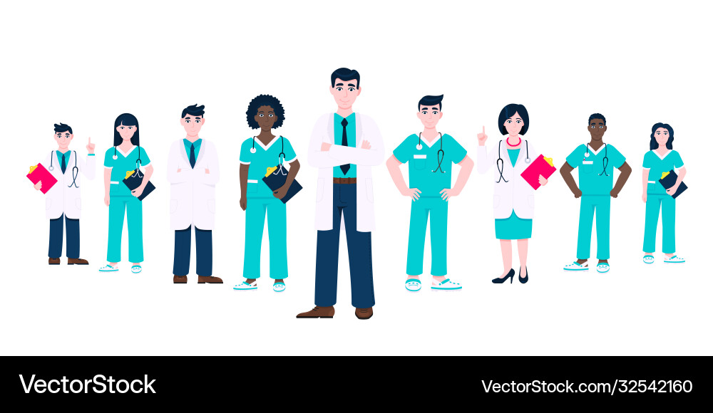 Successful doctors team medical employee Vector Image