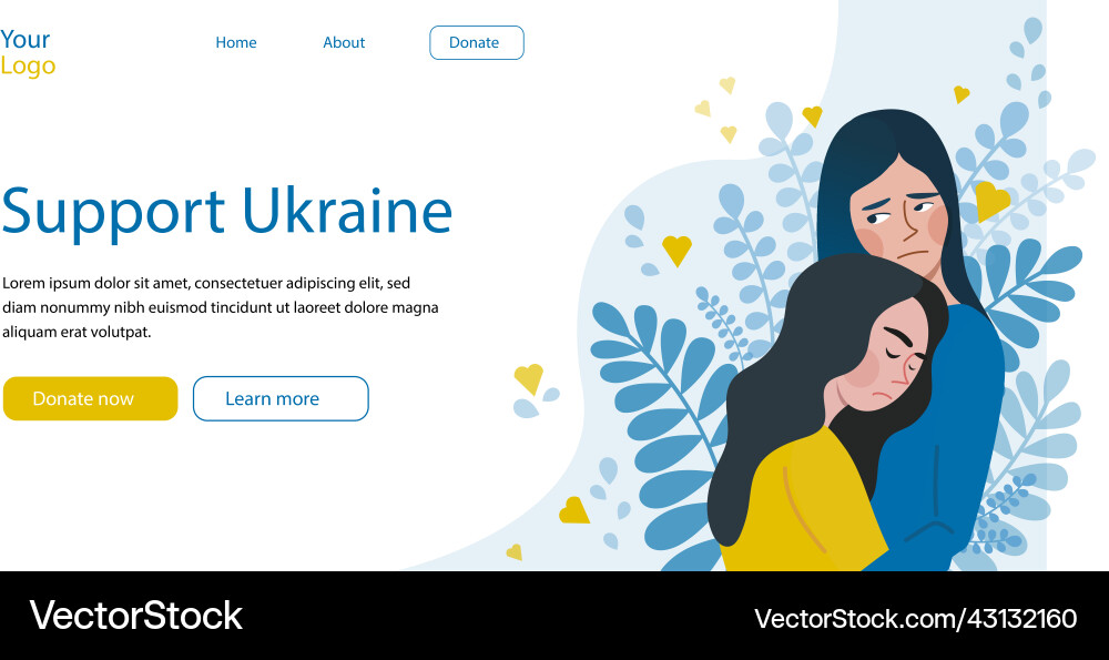 Support ukraine concept flat web landing Vector Image