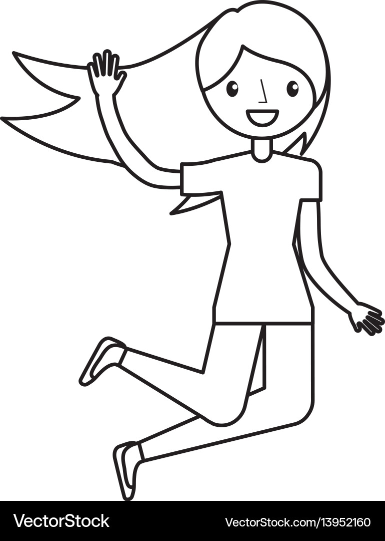 Young woman jumping character Royalty Free Vector Image