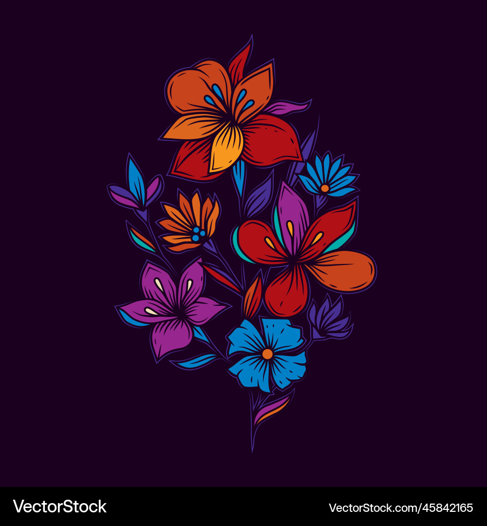 A bright bouquet of flowers Royalty Free Vector Image