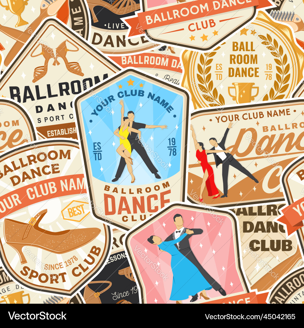 Ballroom dance sport club seamless pattern Vector Image