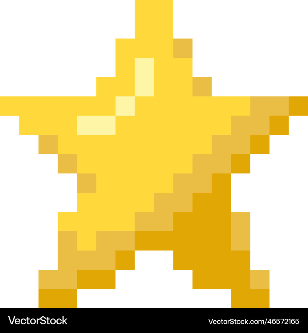Bright yellow star pixel art retro game style Vector Image