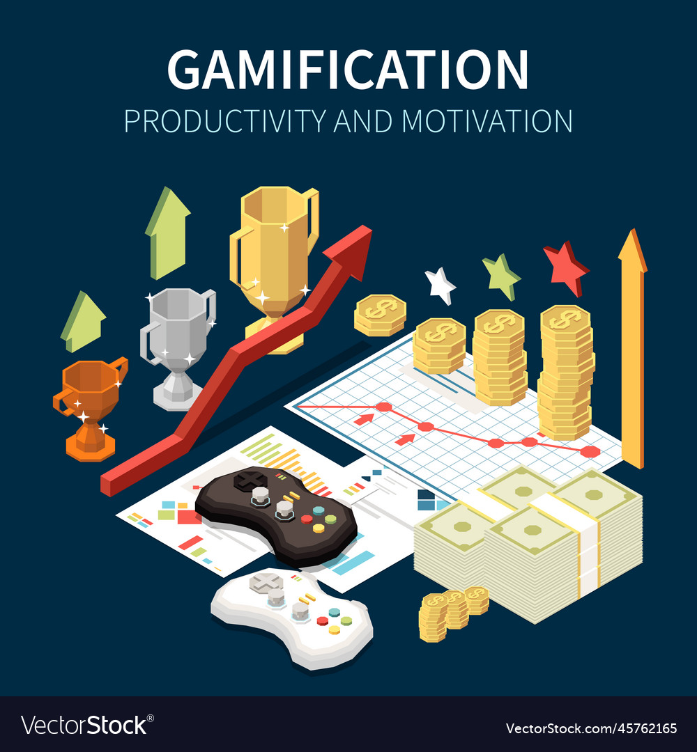 Business gamification isometric concept Royalty Free Vector