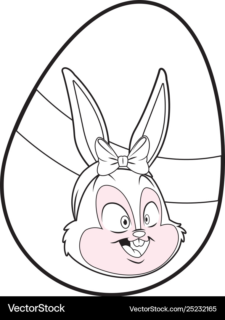 Colorful easter egg bunny portrait black and white