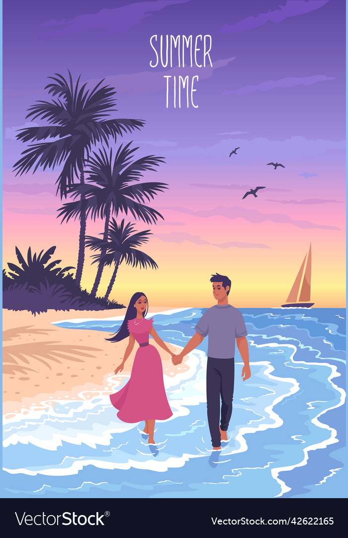 Couple sunset Royalty Free Vector Image - VectorStock