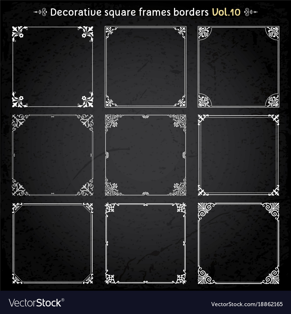 Decorative square frames and borders set 10 Vector Image