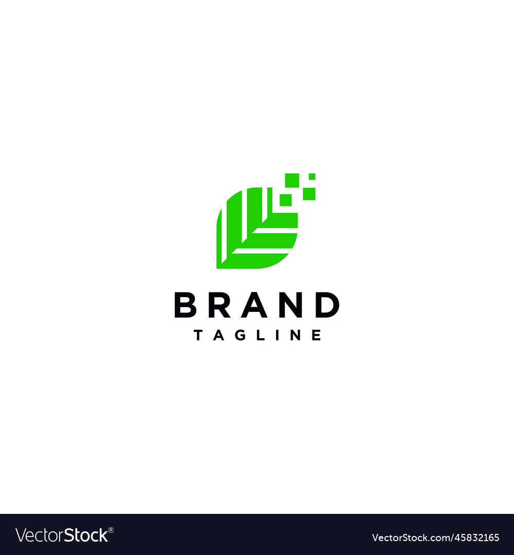 Digital leaf logo design Royalty Free Vector Image