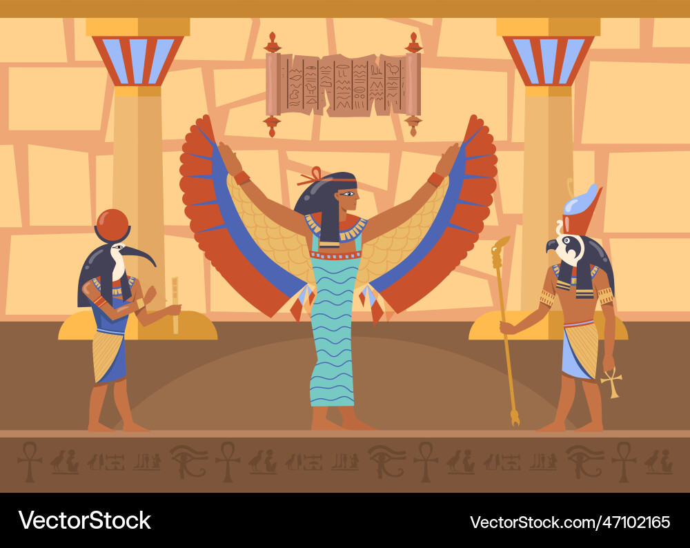Egyptian winged goddess maat surrounded by ra Vector Image