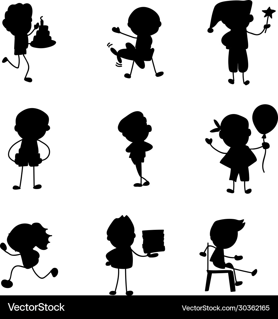 Hand drawing abstract cartoon silhouette kids Vector Image