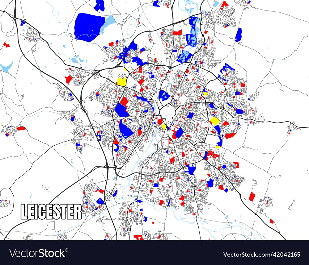 Leicester map Royalty Free Vector Image - VectorStock