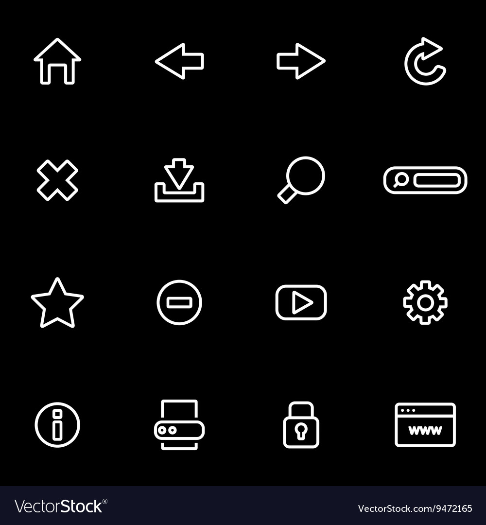 Line browser icon set Royalty Free Vector Image