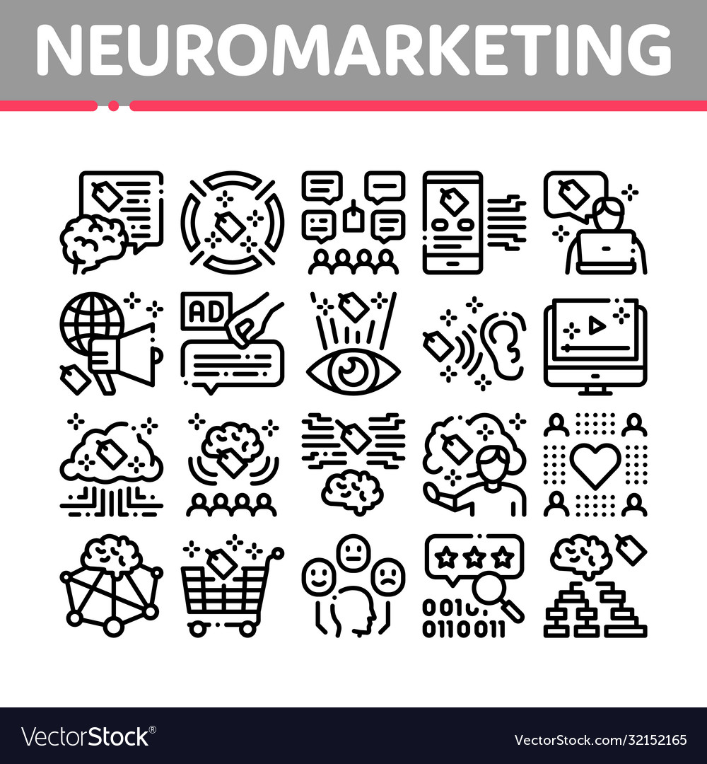 Neuromarketing business strategy icons set Vector Image Neuromarketing business strategy icons set Vector Image