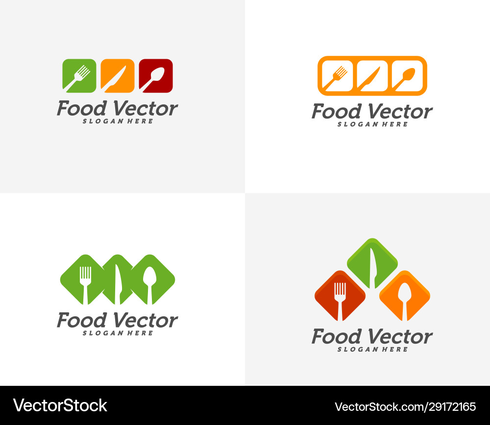 Set creative food logo design restaurant food Vector Image