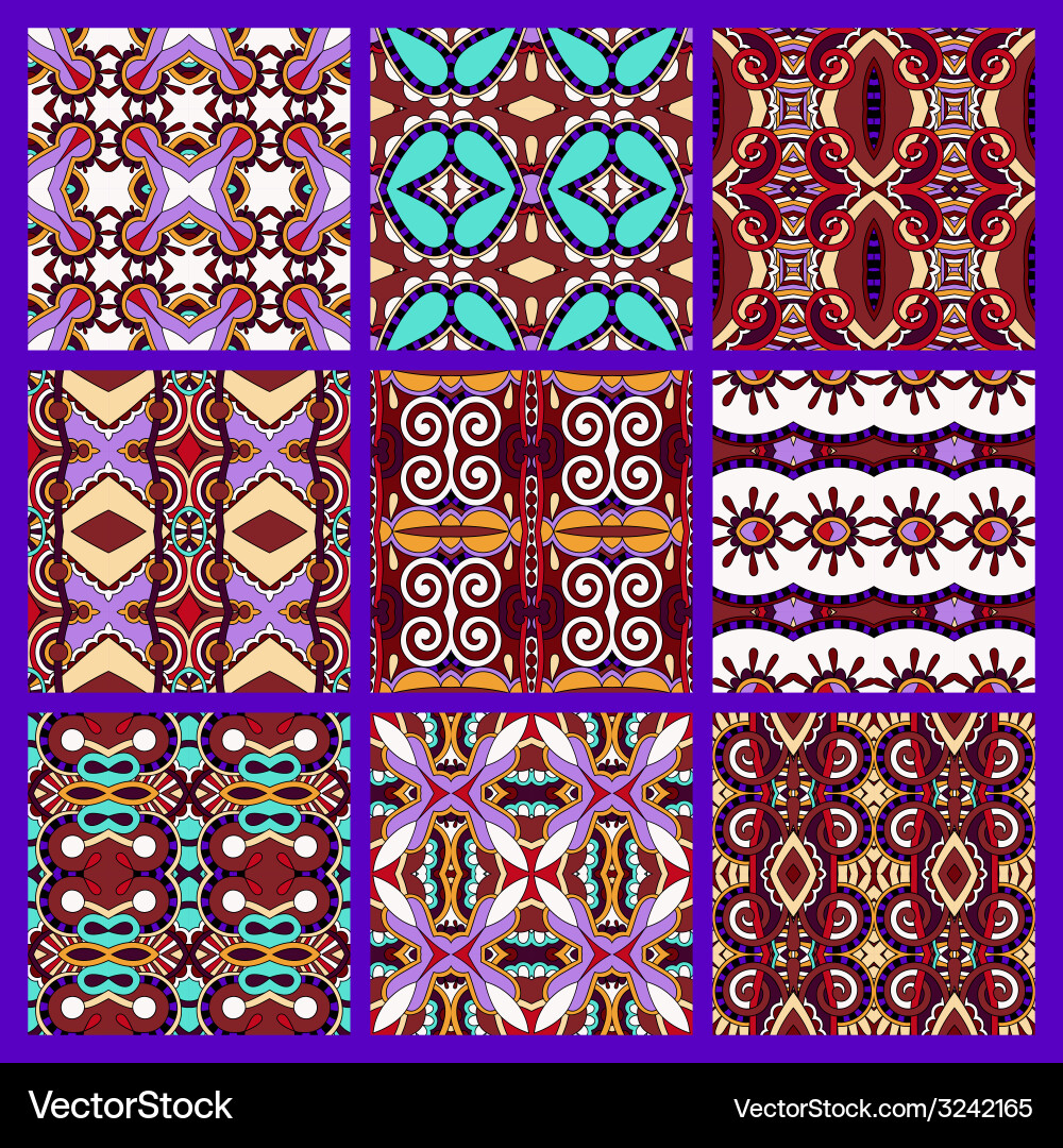 Set of different violet colour seamless vintage Vector Image