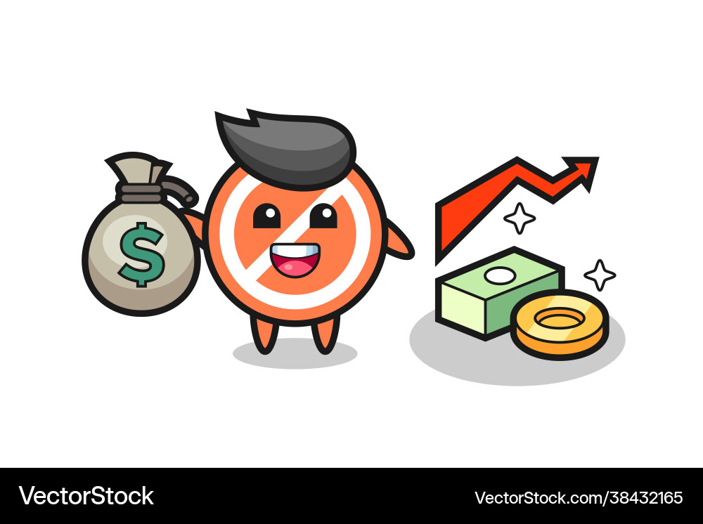 Stop sign cartoon holding money sack Royalty Free Vector