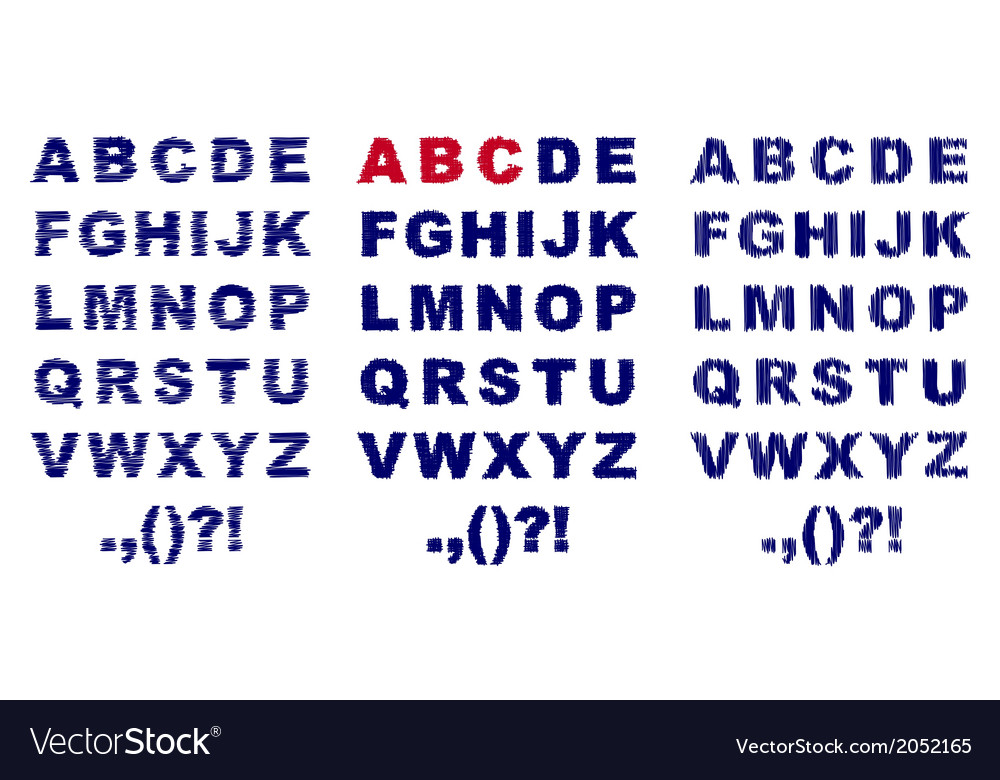 Three different complete doodle alphabets Vector Image