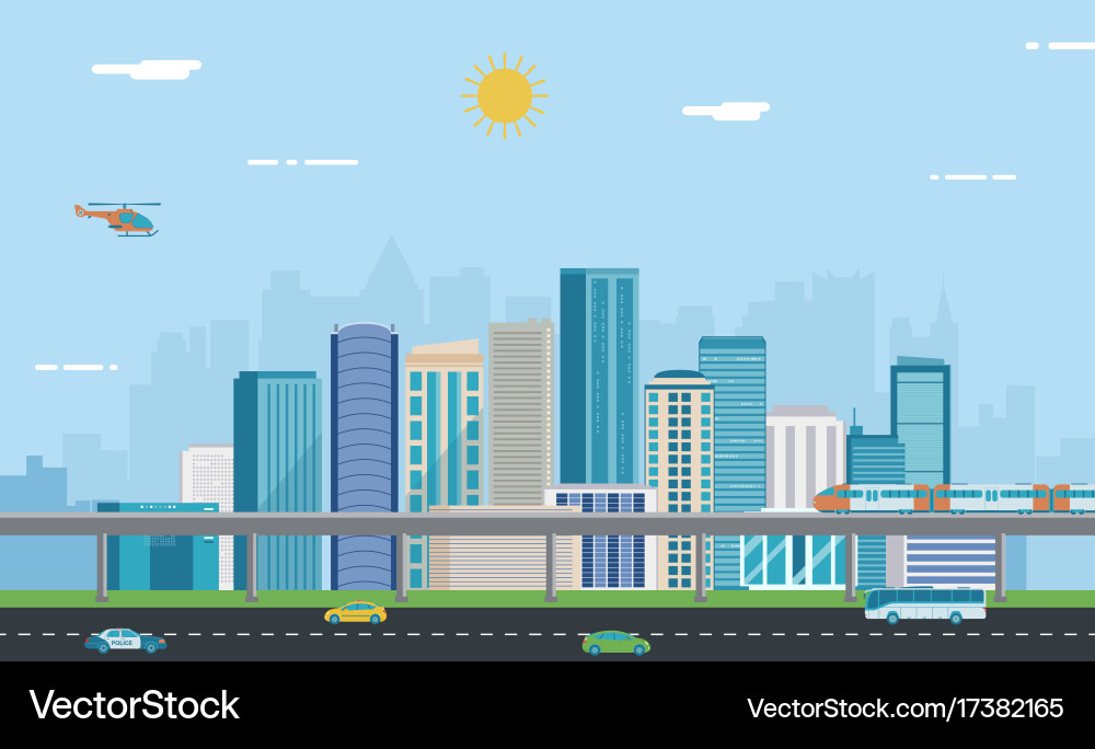 Urban landscape modern city building Royalty Free Vector