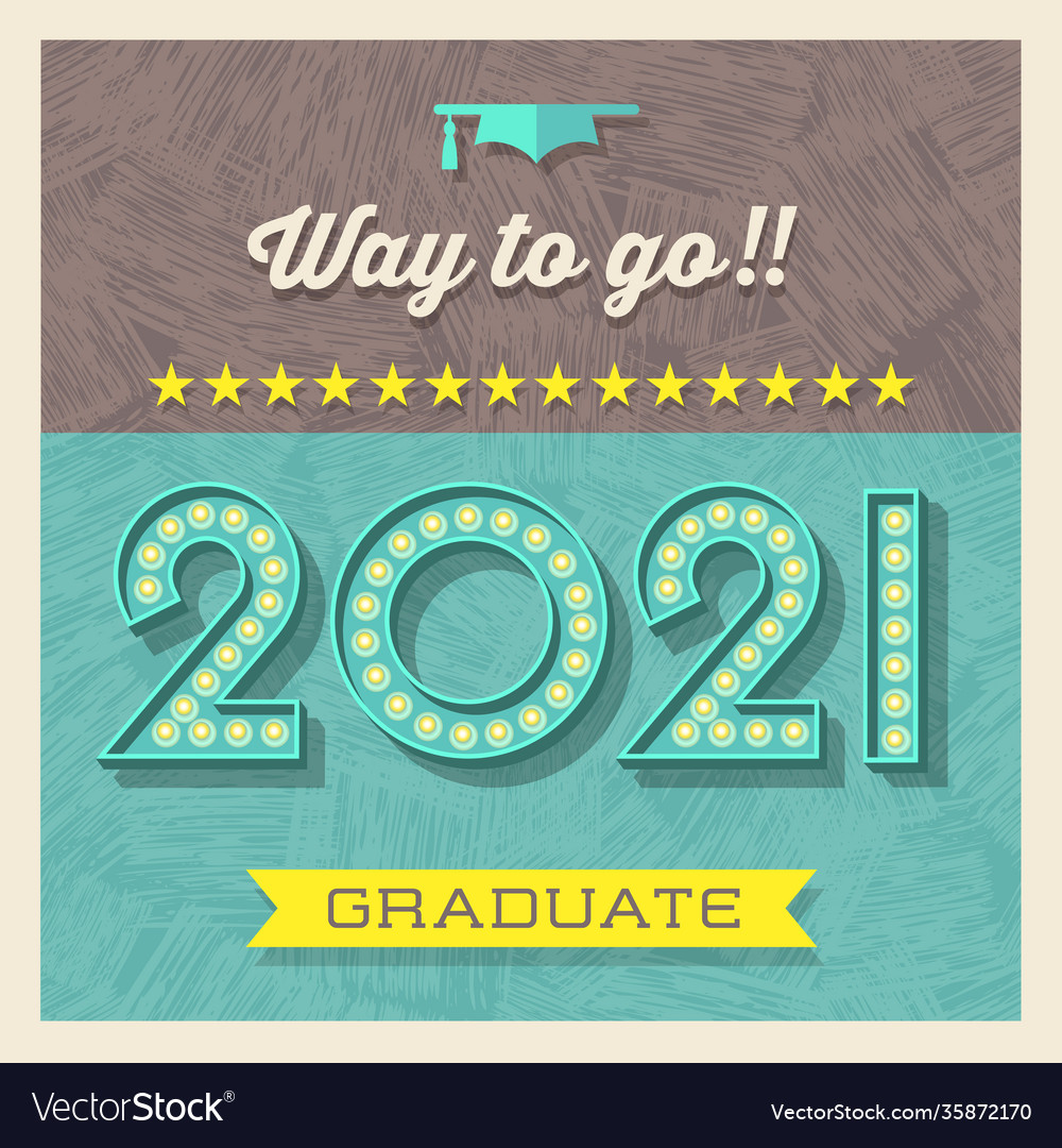 2021 graduation card or banner design Royalty Free Vector