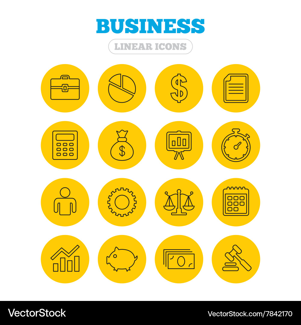 Business line icons money chart and document Vector Image