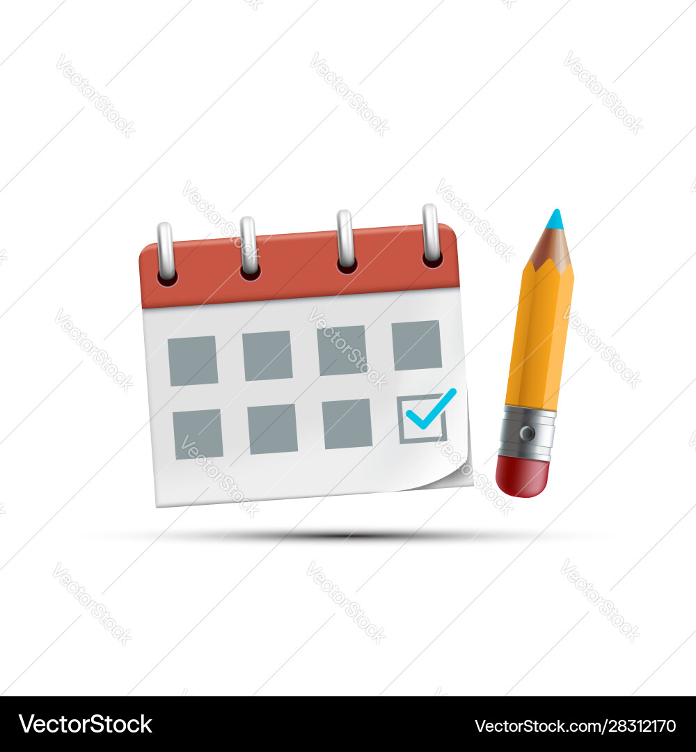 Calendar or organizer icon with green check mark Vector Image