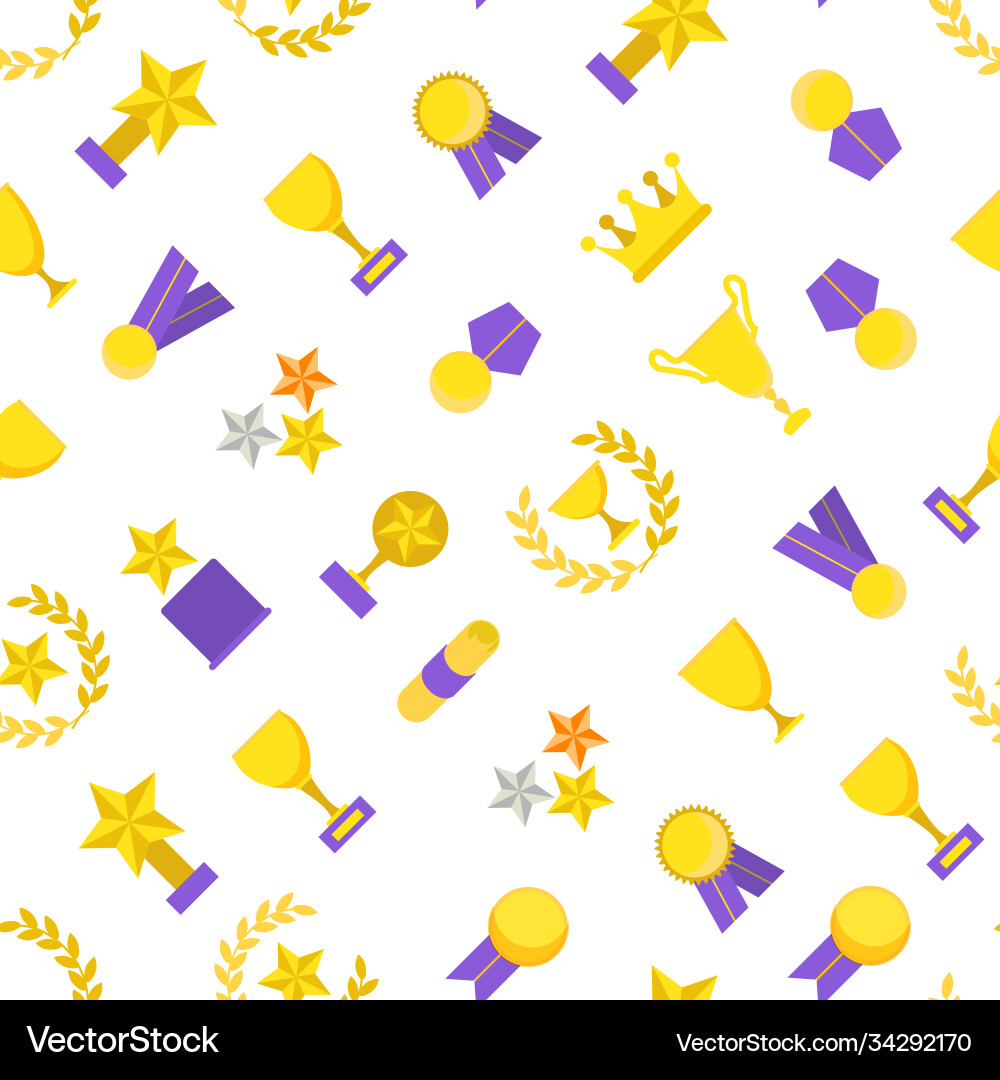 Cartoon color award signs concept seamless pattern