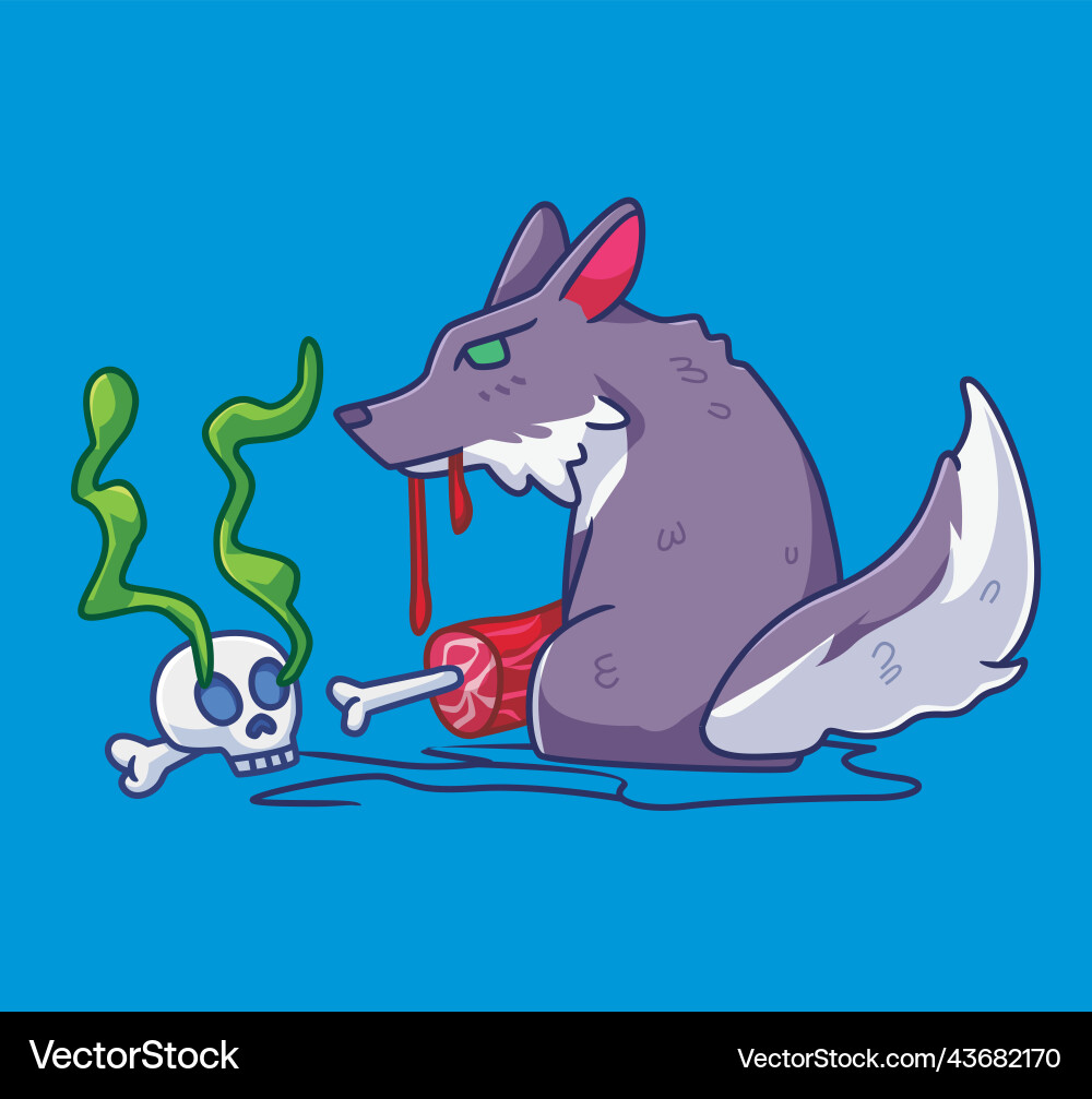Cartoon fox eating isolated animal flat style Vector Image