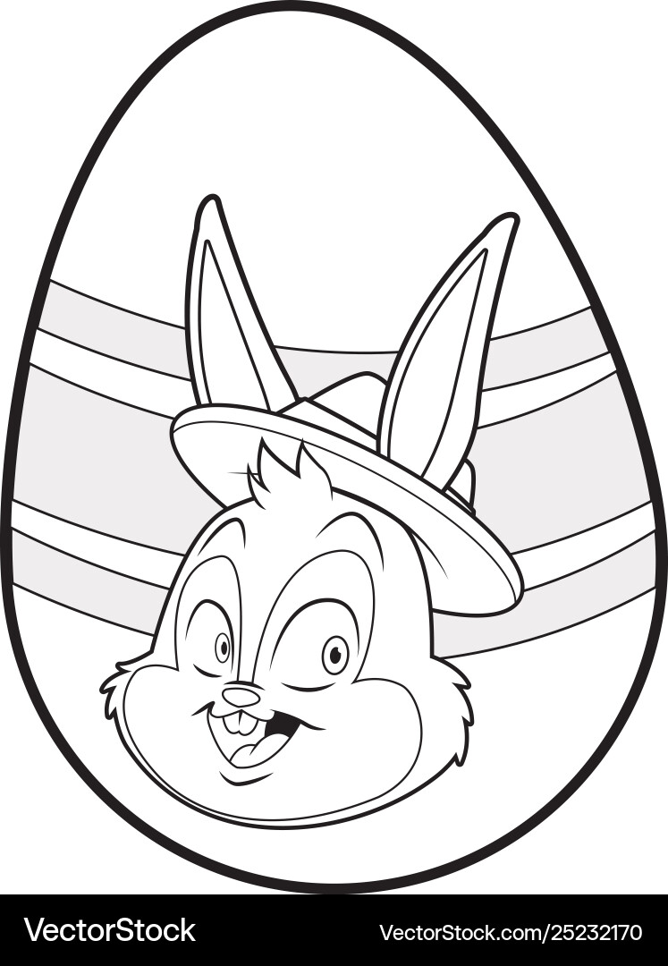 Colorful easter egg bunny portrait black and white