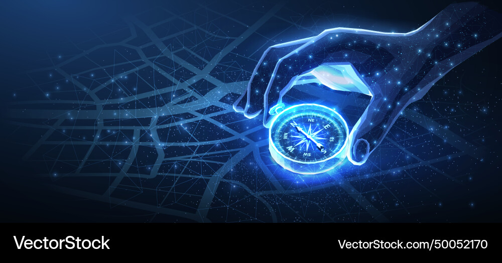 Compass in digital hand business strategic Vector Image