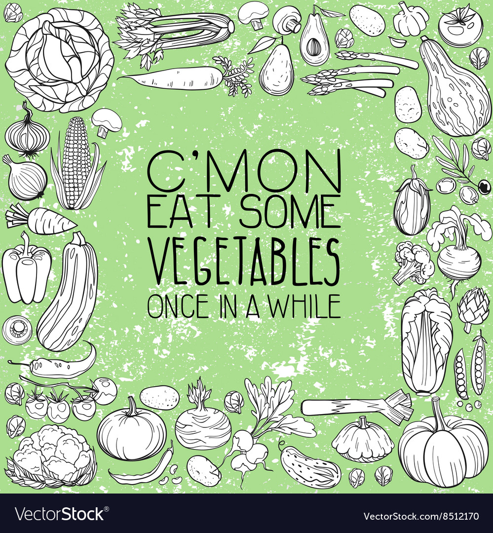 Different vegetables drawings Royalty Free Vector Image