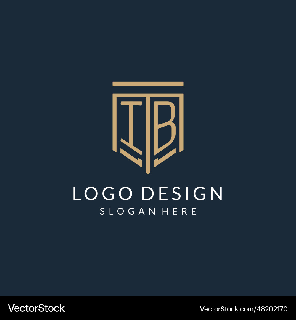 Initial ib shield logo monoline style modern Vector Image