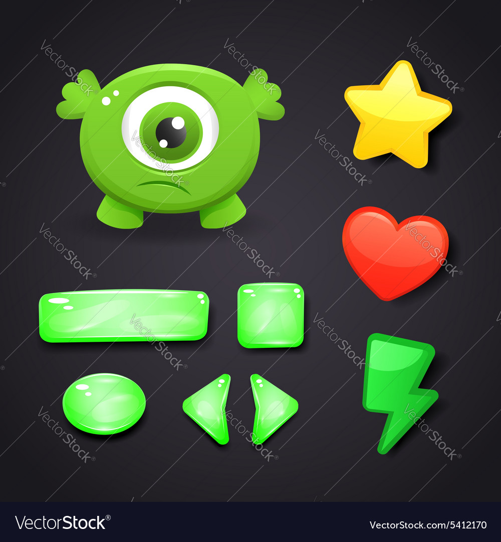 Interface icons set for game design Royalty Free Vector