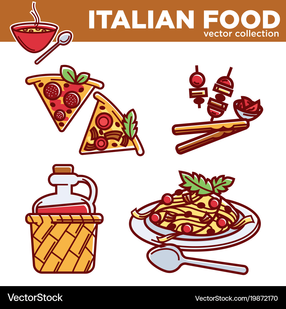 Italian food collection exquisite Royalty Free Vector Image