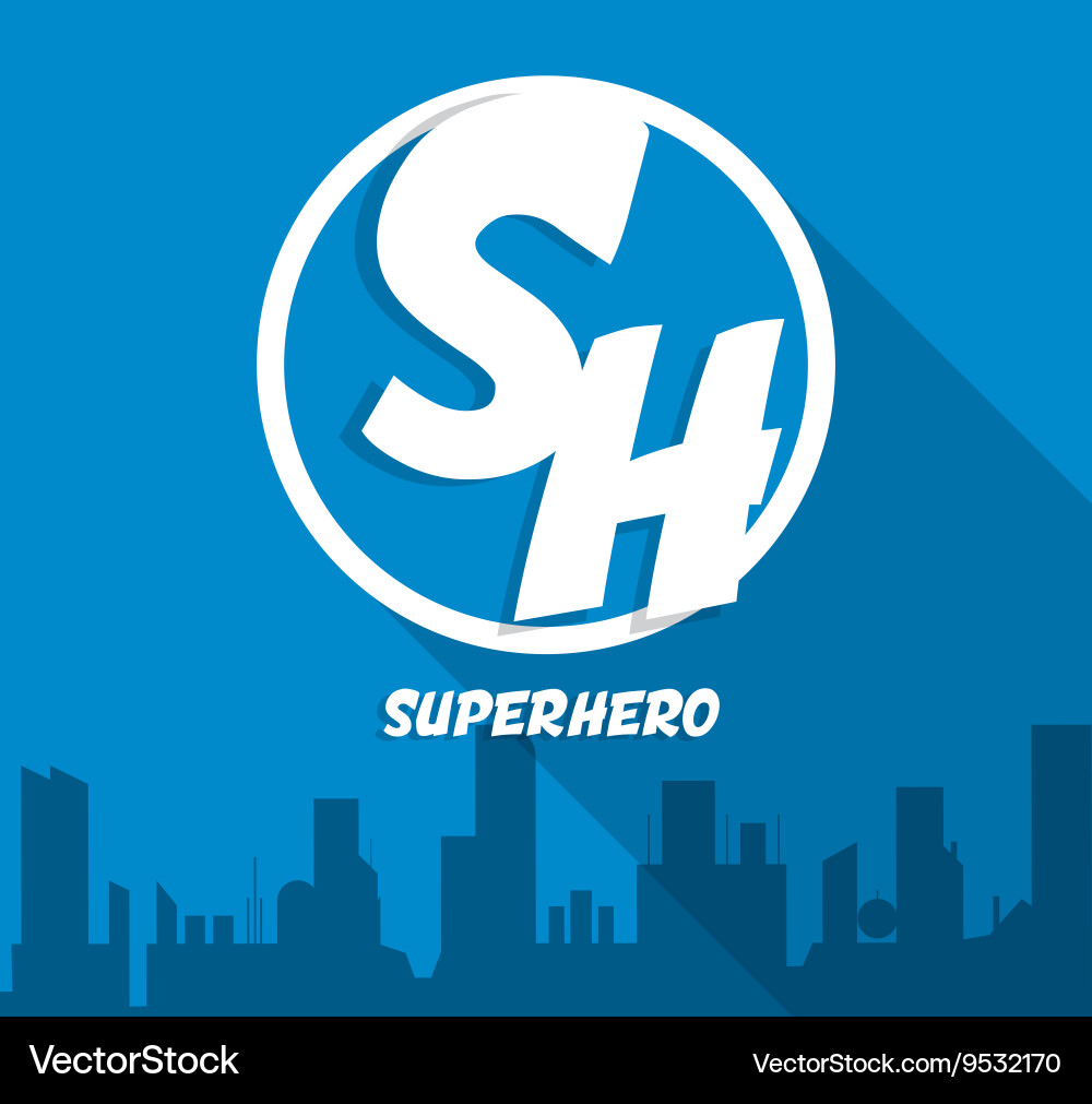 Superhero sign city design graphic Royalty Free Vector Image