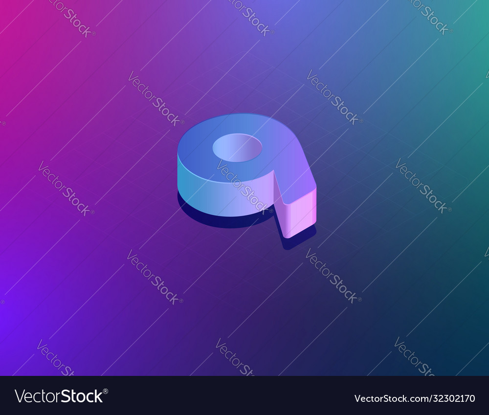 Three dee tech font character 9 isometric Vector Image