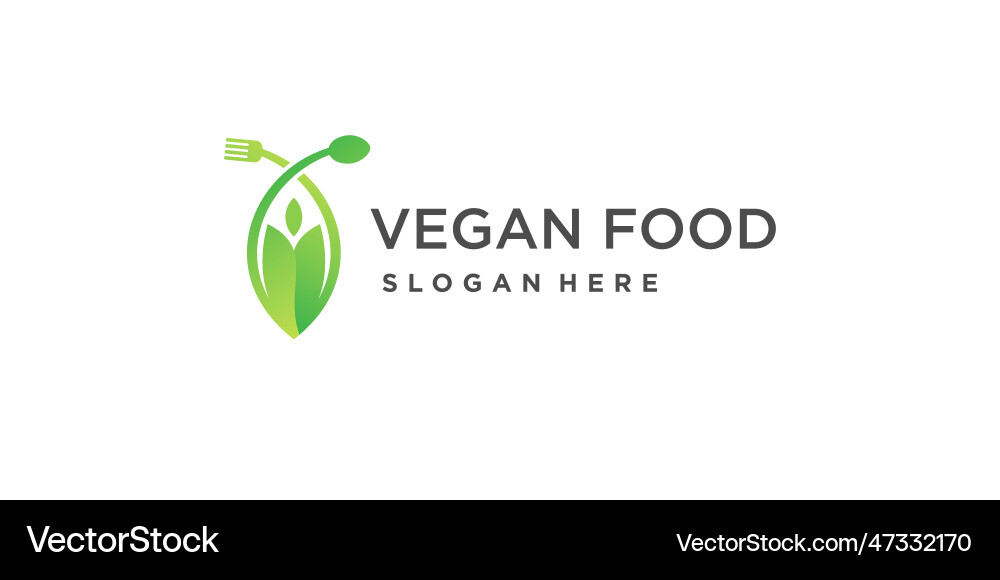 Vegan food logo design with modern style Vector Image