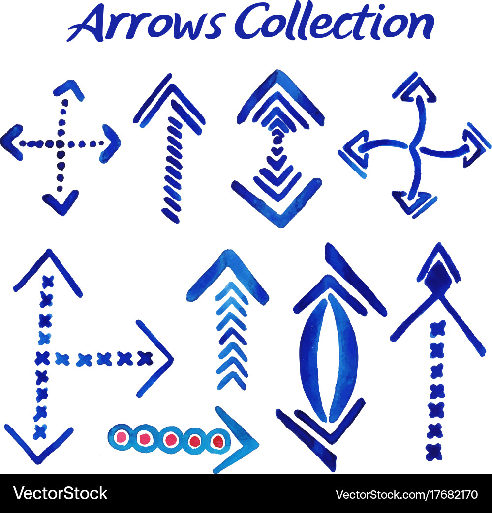 Watercolor arrows collection Royalty Free Vector Image