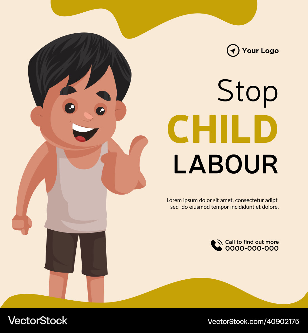 Banner design of child labour Royalty Free Vector Image