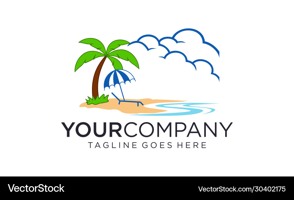 Beach logo design concept on white background Vector Image