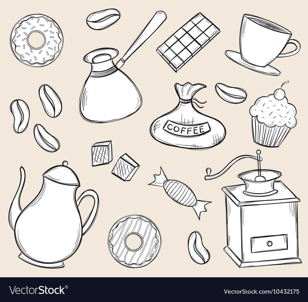 Coffee Time Set Royalty Free Vector Image - VectorStock