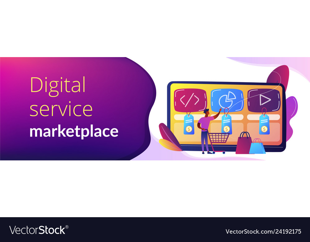 Digital service marketplace concept banner header Vector Image Digital service marketplace concept banner header Vector Image