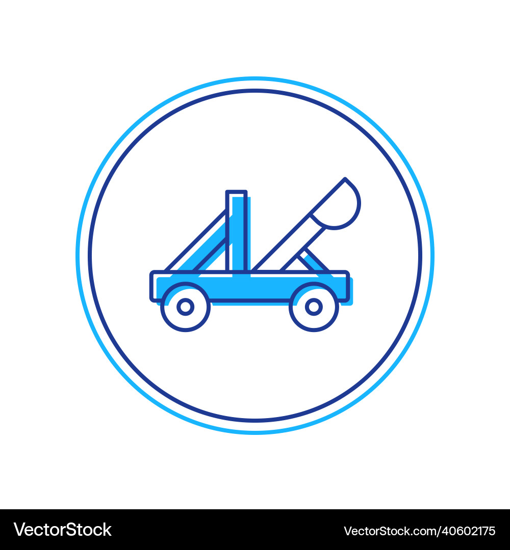 Filled outline old medieval wooden catapult Vector Image
