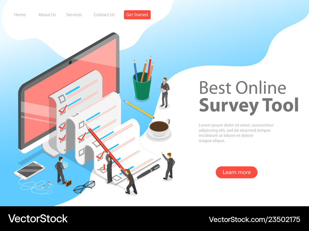 Flat isometric concept of online survey Royalty Free Vector