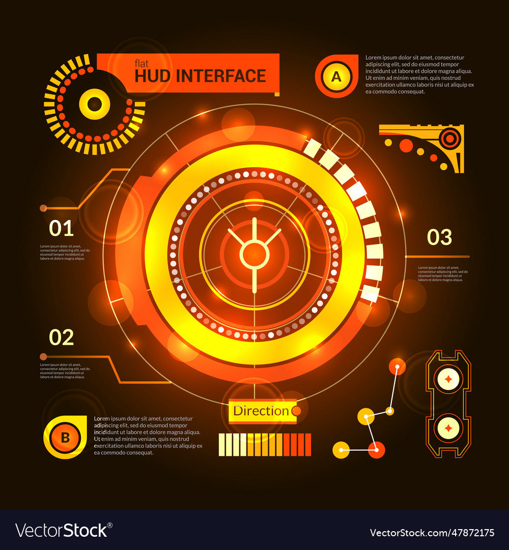 Hud interface orange Royalty Free Vector Image