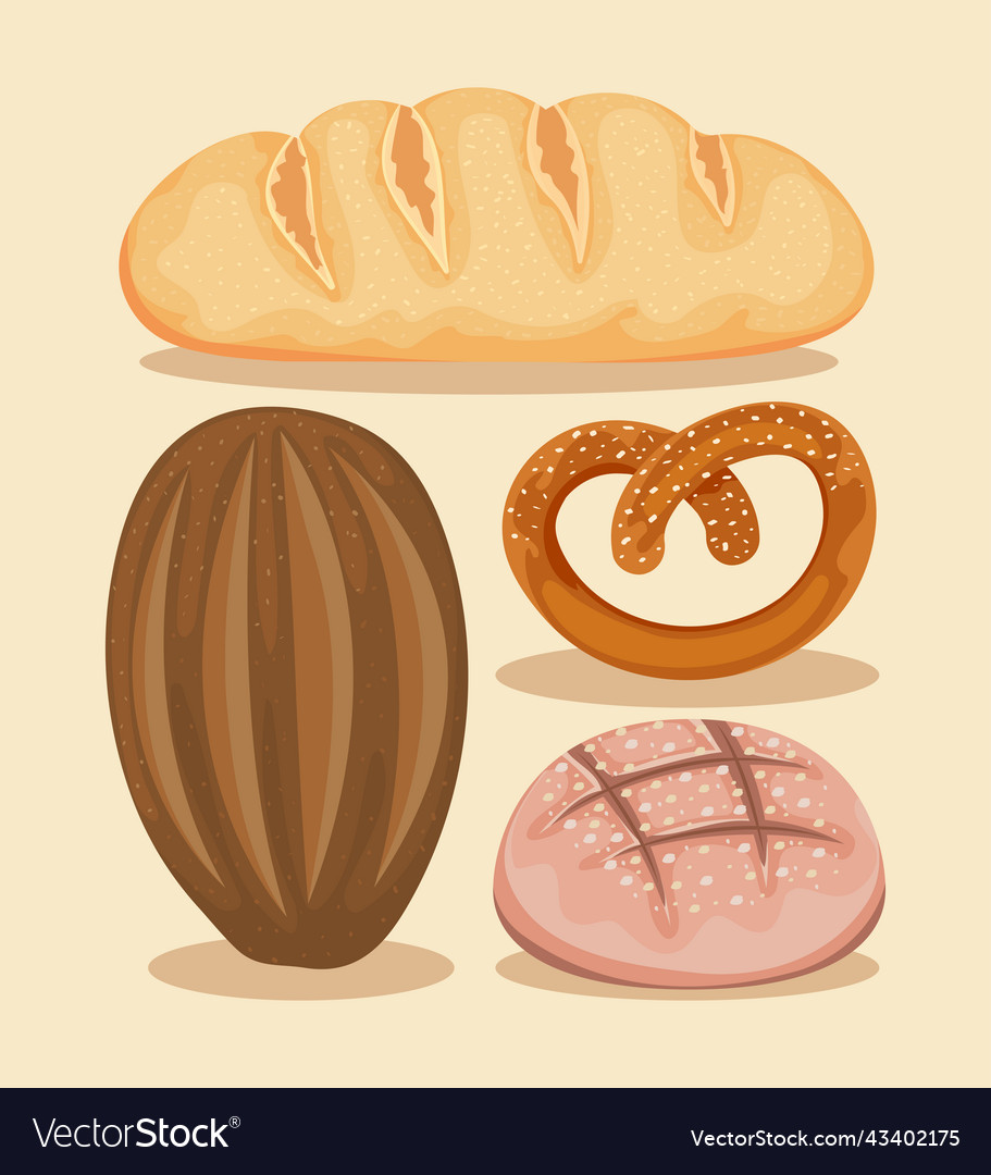 Icons baked bread Royalty Free Vector Image - VectorStock