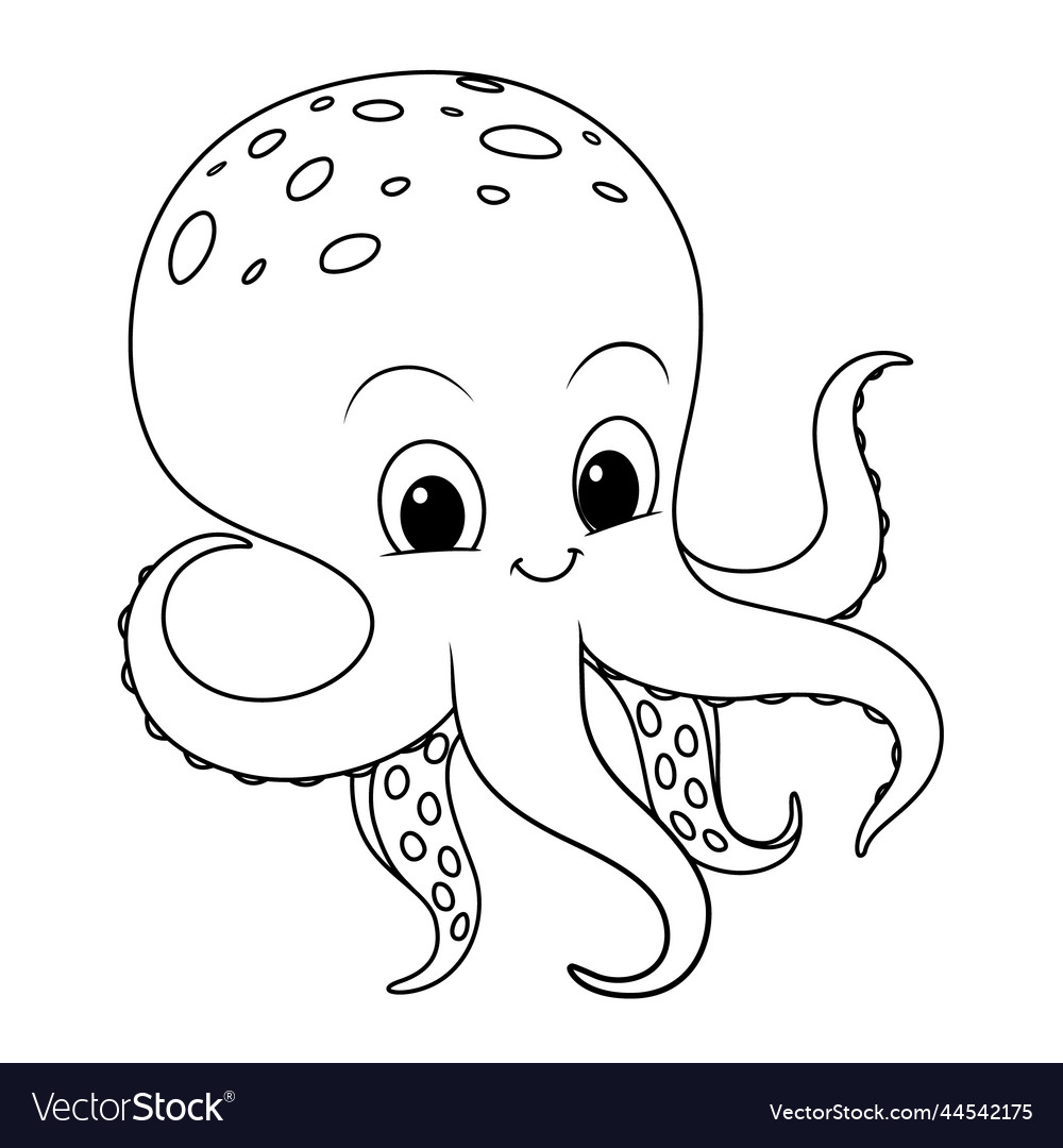 Little octopus cartoon animal bw Royalty Free Vector Image Little octopus cartoon animal bw Royalty Free Vector Image