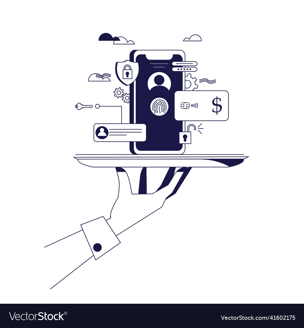 Mobile internet security fingerprint Royalty Free Vector