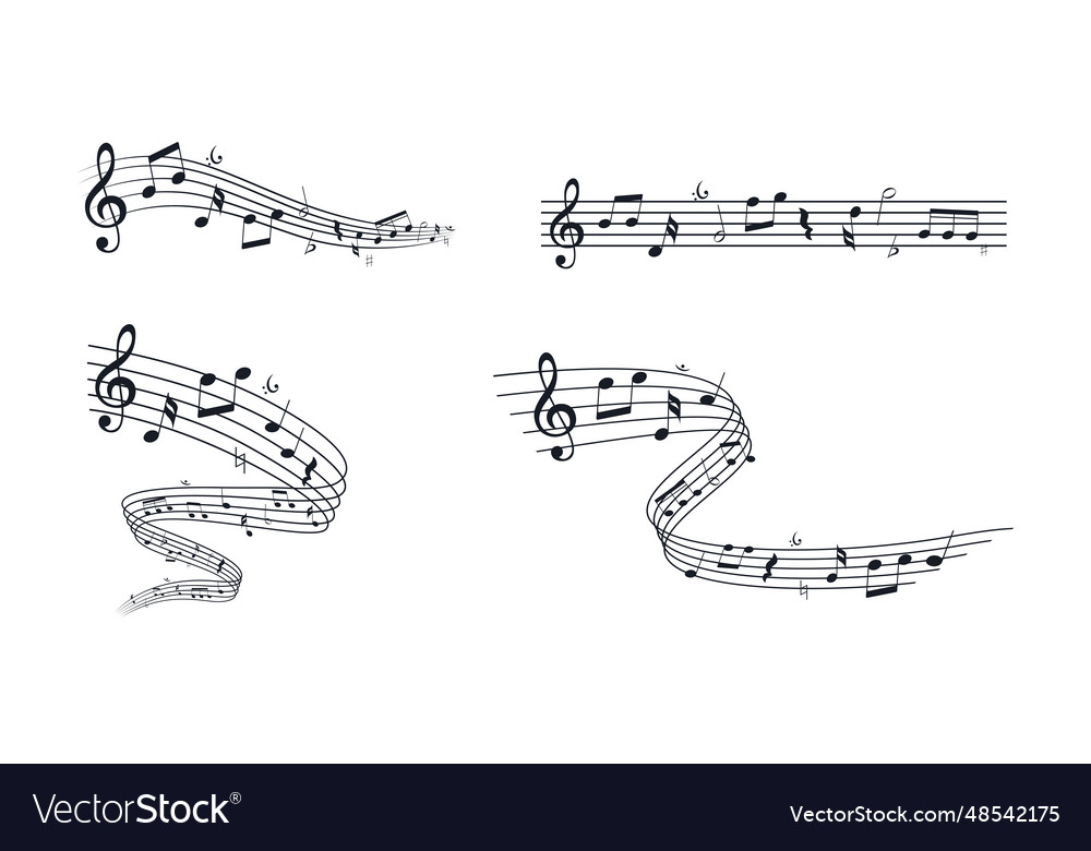 Music sheet musical note set stave Royalty Free Vector Image