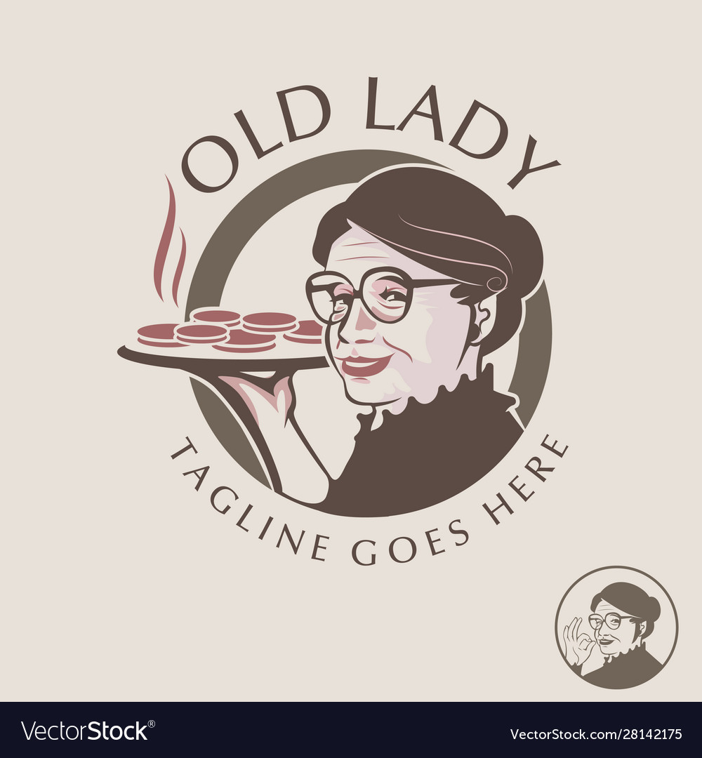 Old lady theme logo set Royalty Free Vector Image