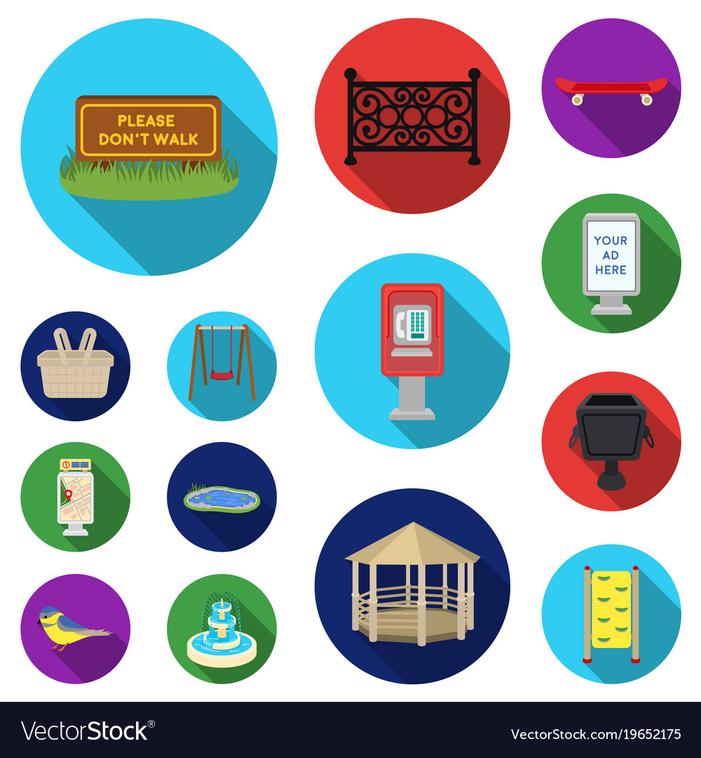Park equipment flat icons in set collection Vector Image